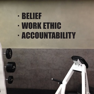 Home Gym Ideas, Wall Decal. Belief, Work Ethic, Accountability - Etsy