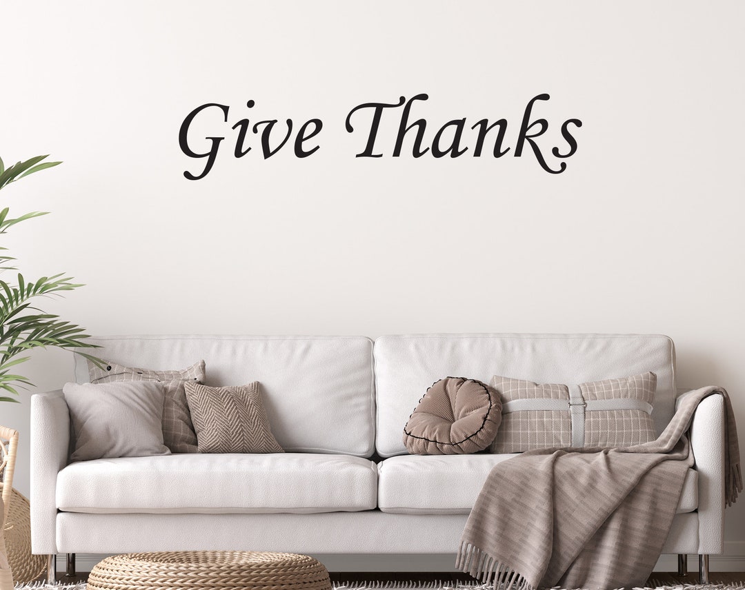 Give Thanks Wall Decal, Kitchen Wall Decor, Dining Room Decor, Living ...