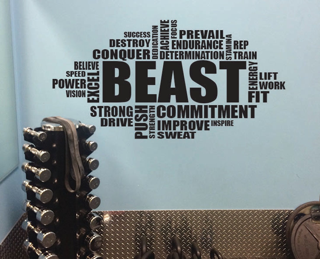 Gym Wall Art Decal, BEAST Word Cloud Typography Design - Etsy