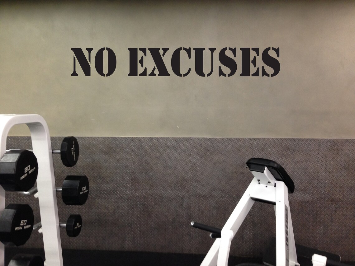 NO EXCUSES Gym Wall Decal, Gym Design Ideas, Gym Decor Idea, Fitness ...