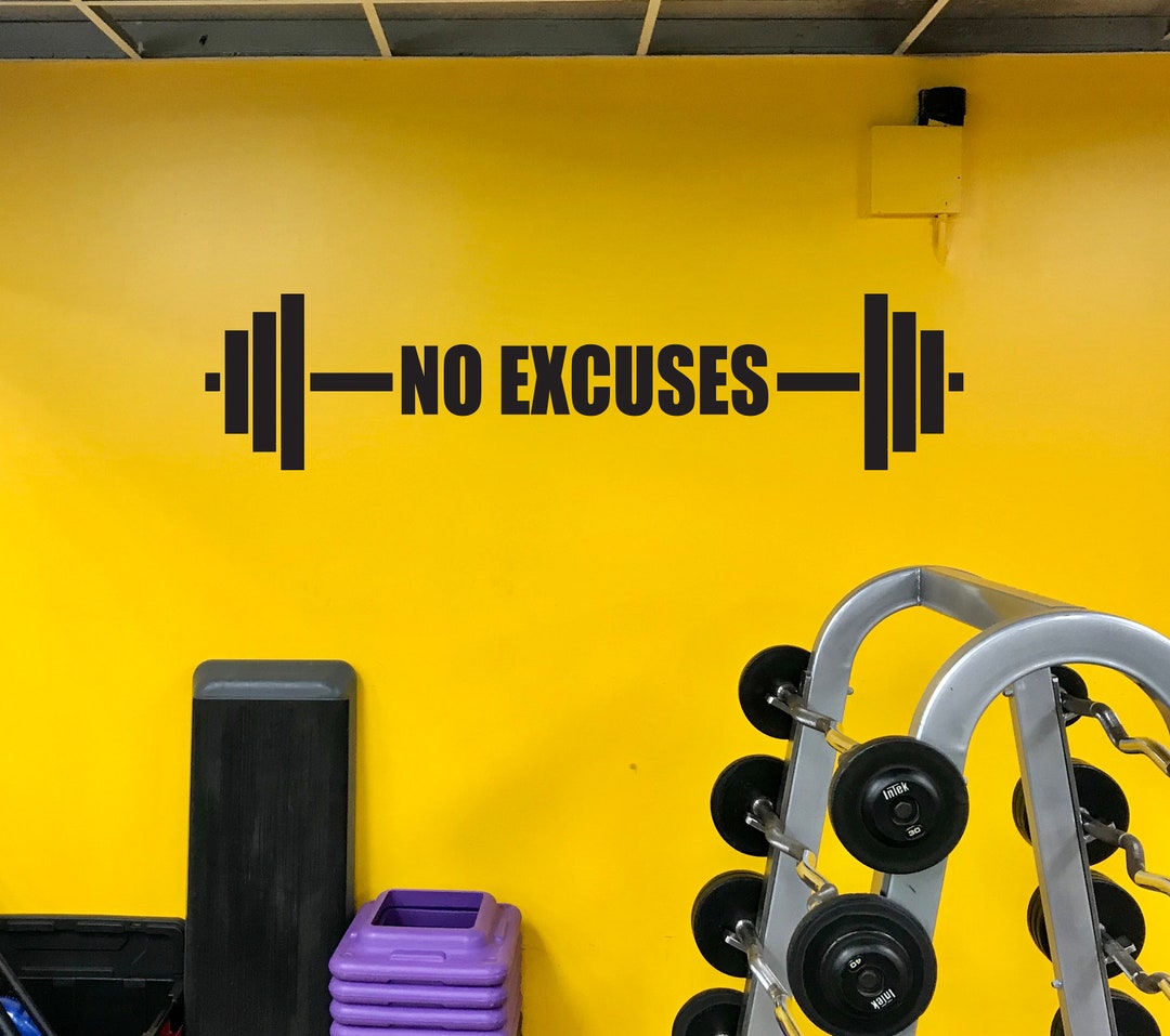 Sticker for Gym, NO EXCUSES Wall Decal, Fitness Wall Decal, Home Gym ...