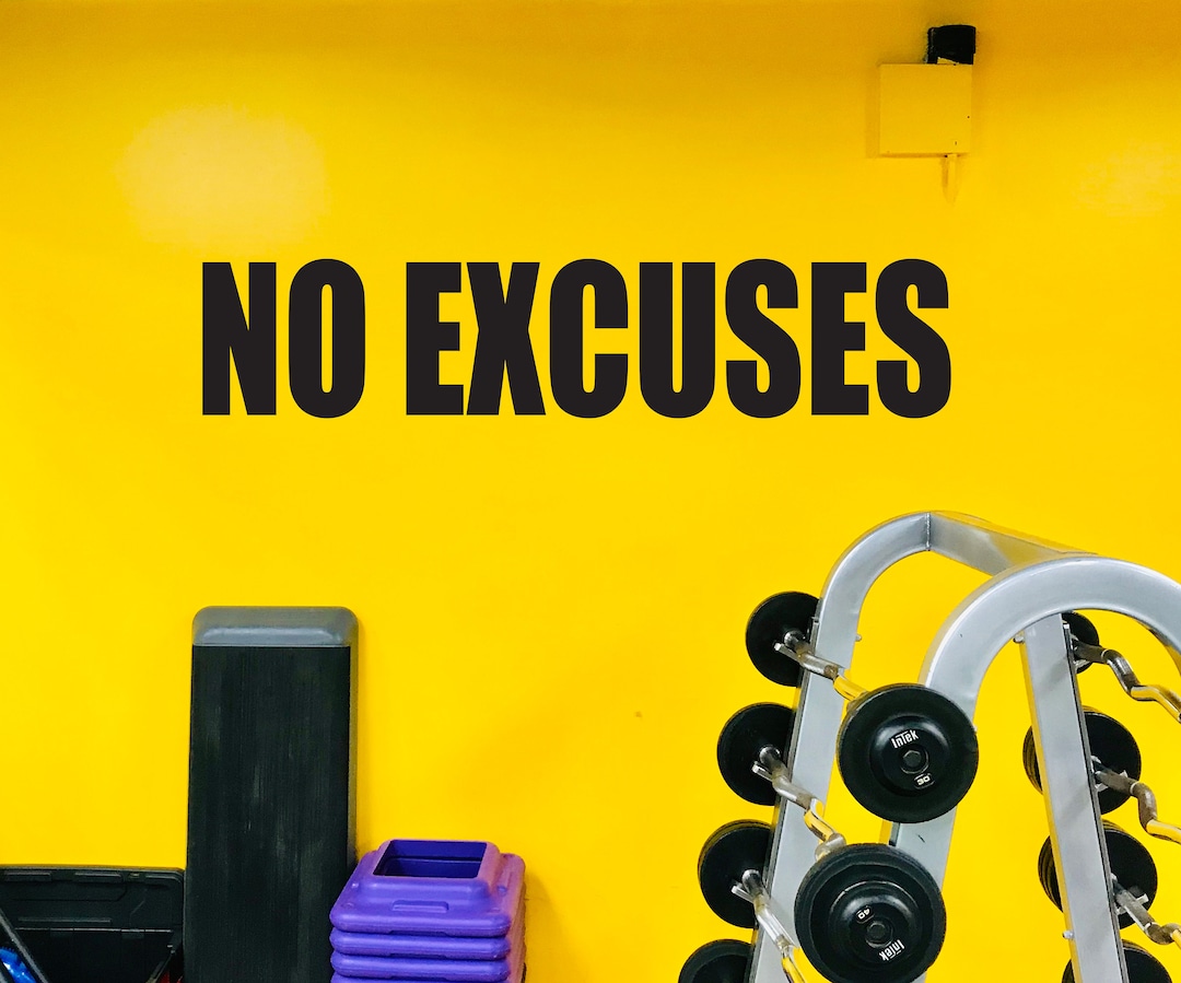 NO EXCUSES Gym Wall Decal, Fitness Gift Idea, Gym Design Idea, Office ...