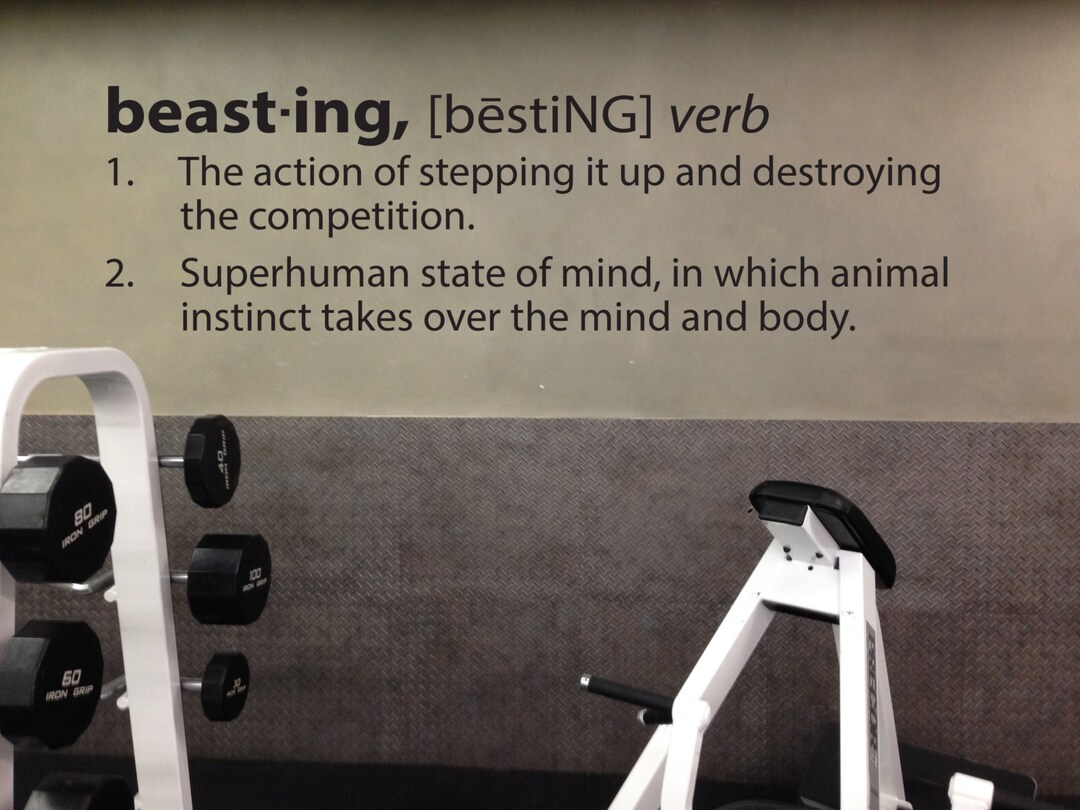 Gym Design Ideas, Beasting Definition Wall Decal, Fitness Wall Decal - Etsy