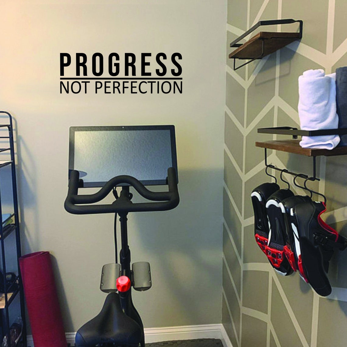 PROGRESS NOT PERFECTION, Gym Wall Decal, Fitness Wall Decal ...
