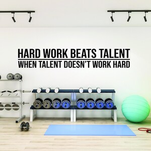 Hard Work Beats Talent Quote Wall Decal, Gym Wall Sticker, Fitness Wall ...