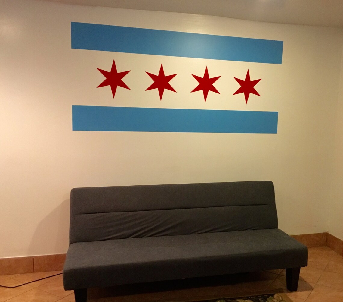 Chicago Flag Wall Decal, Chicago Flag Decor, Chicago Decor, Chicago ...
