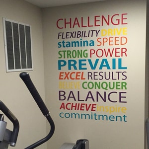 Gym Wall Decal, Work Out Word Typography Quote. - Etsy