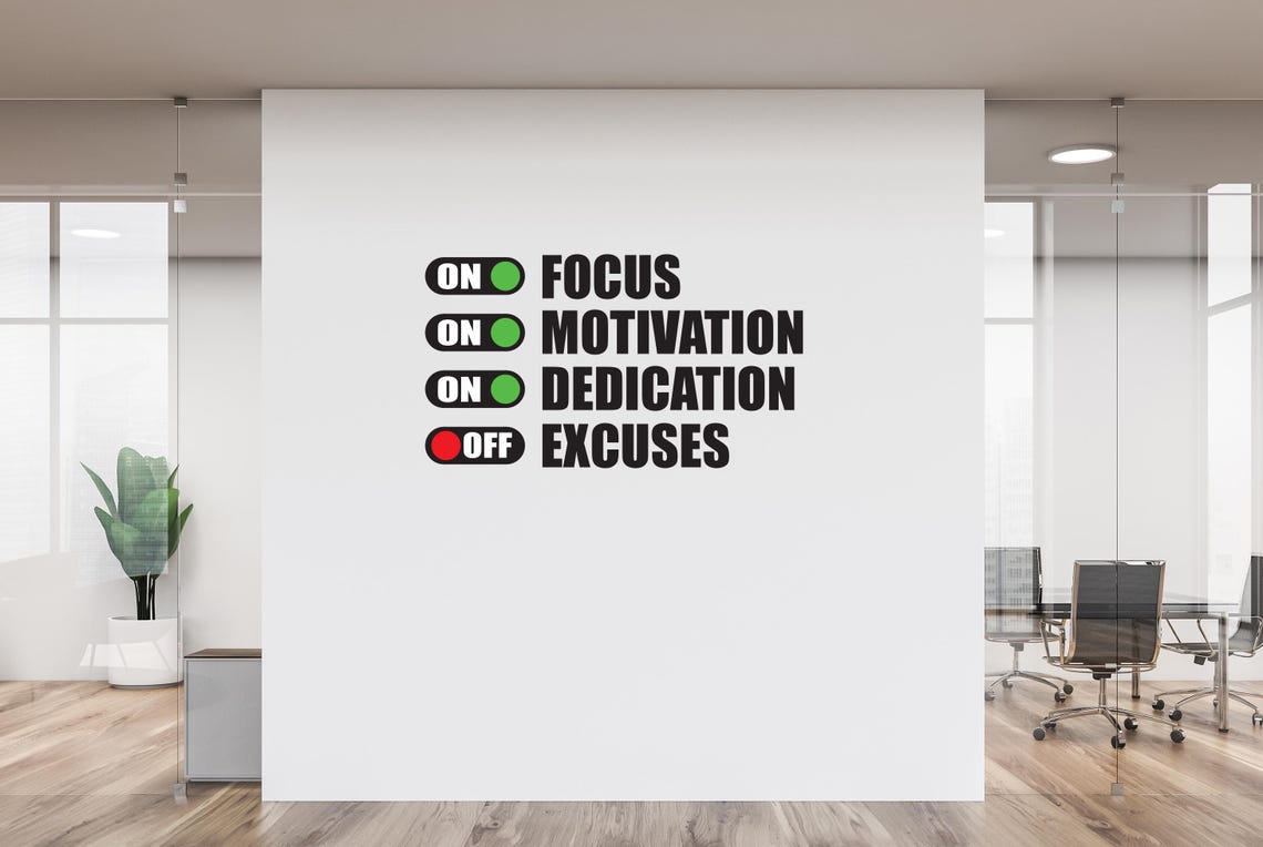 Fitness Motivation Work Out Wall Decal. Excuses off Gym Wall Decal ...