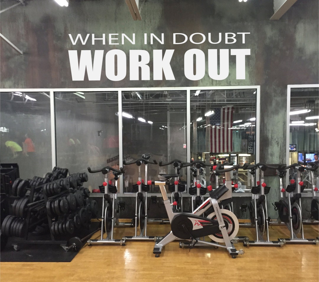 Work Out Room Ideas, Motivational Gym Decal, When in Doubt WORKOUT - Etsy