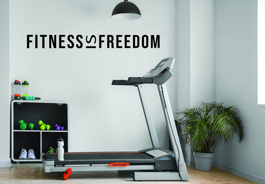 FITNESS IS FREEDOM Gym Wall Decal, Gym Design Ideas, Physical Therapy ...