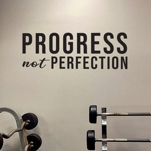PROGRESS Not PERFECTION, Fitness Wall Decal, Motivational Quote, Above ...