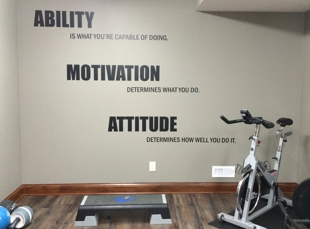 Motivational Quote Gym Wall Decal. Ability, Motivation, Attitude 14 - Etsy