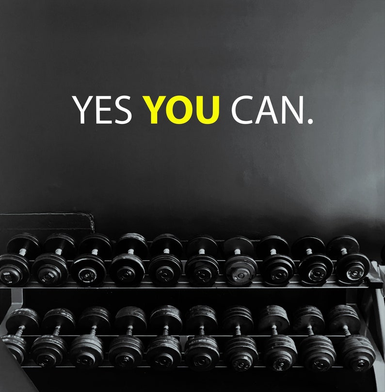 YES YOU CAN. Wall Decal, Gym Wall Art, Fitness Wall Art, Cycling Wall ...