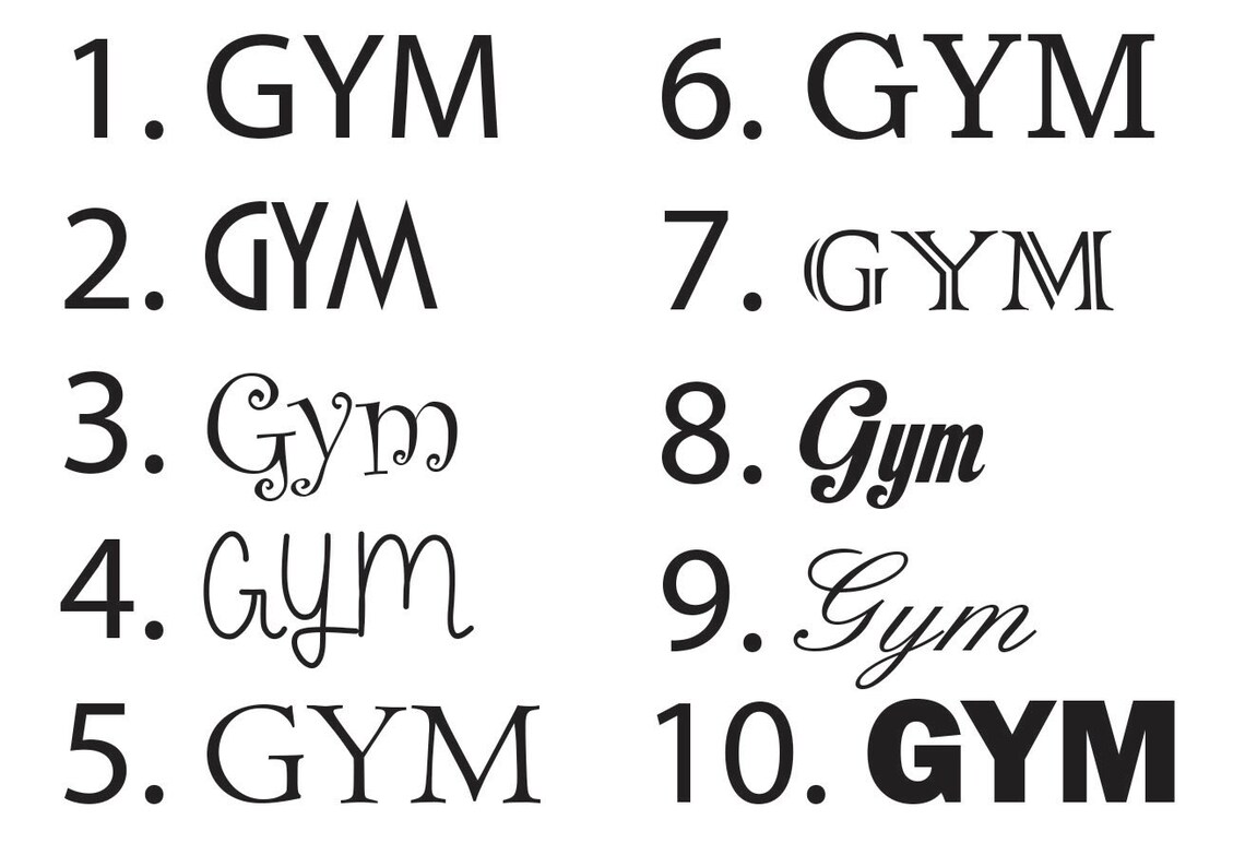 GYM Wall Art Decal 10 Fonts to Choose From 30 Wide - Etsy