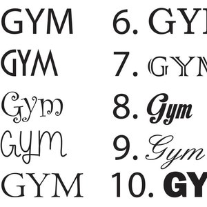GYM Wall Art Decal, 10 Fonts to Choose From, 30" Wide, Item#56 - Etsy