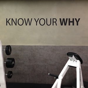 KNOW YOUR WHY Inspirational Wall Decal, Gym Design Ideas, Gym Wall ...