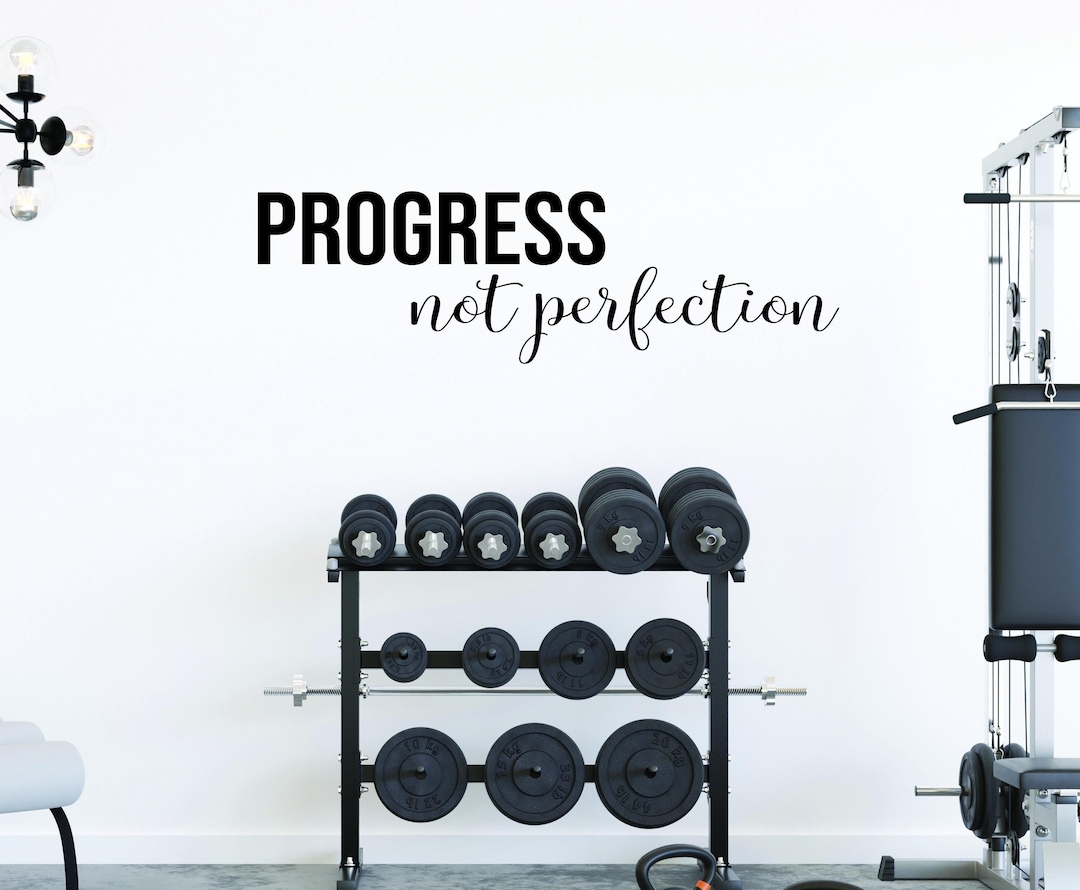 PROGRESS Not Perfection Fitness Wall Decal Sticker, Office Sign Vinyl ...