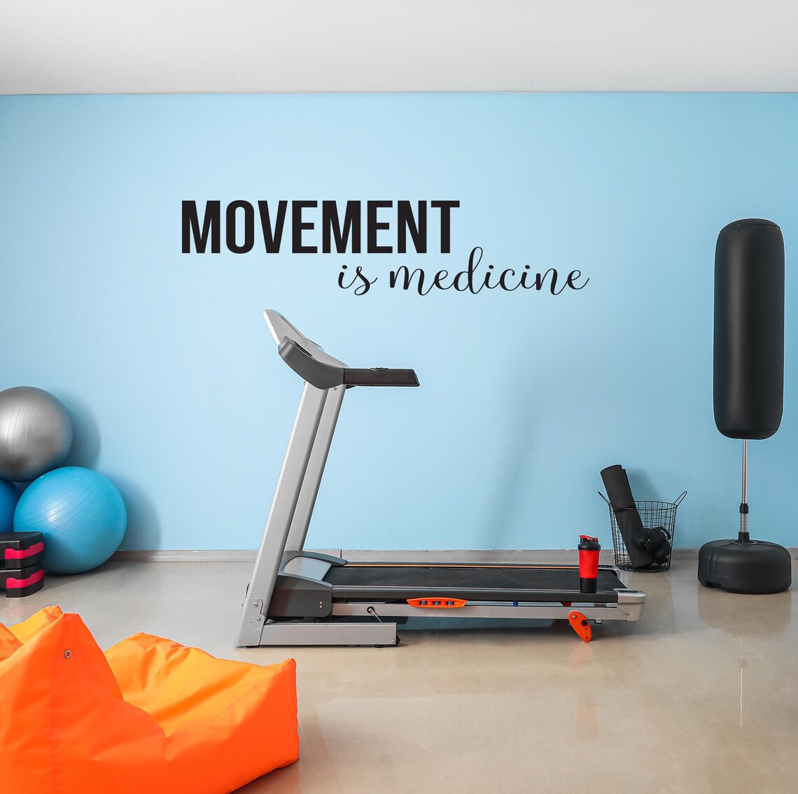 MOVEMENT is Medicine, Fitness Wall Decal, Motivational Quote, Hotel Gym ...