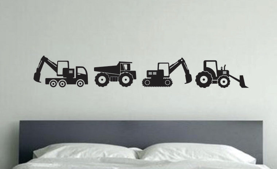 Kids Room Decor, Construction Vehicle Wall Decals, Construction Room - Etsy