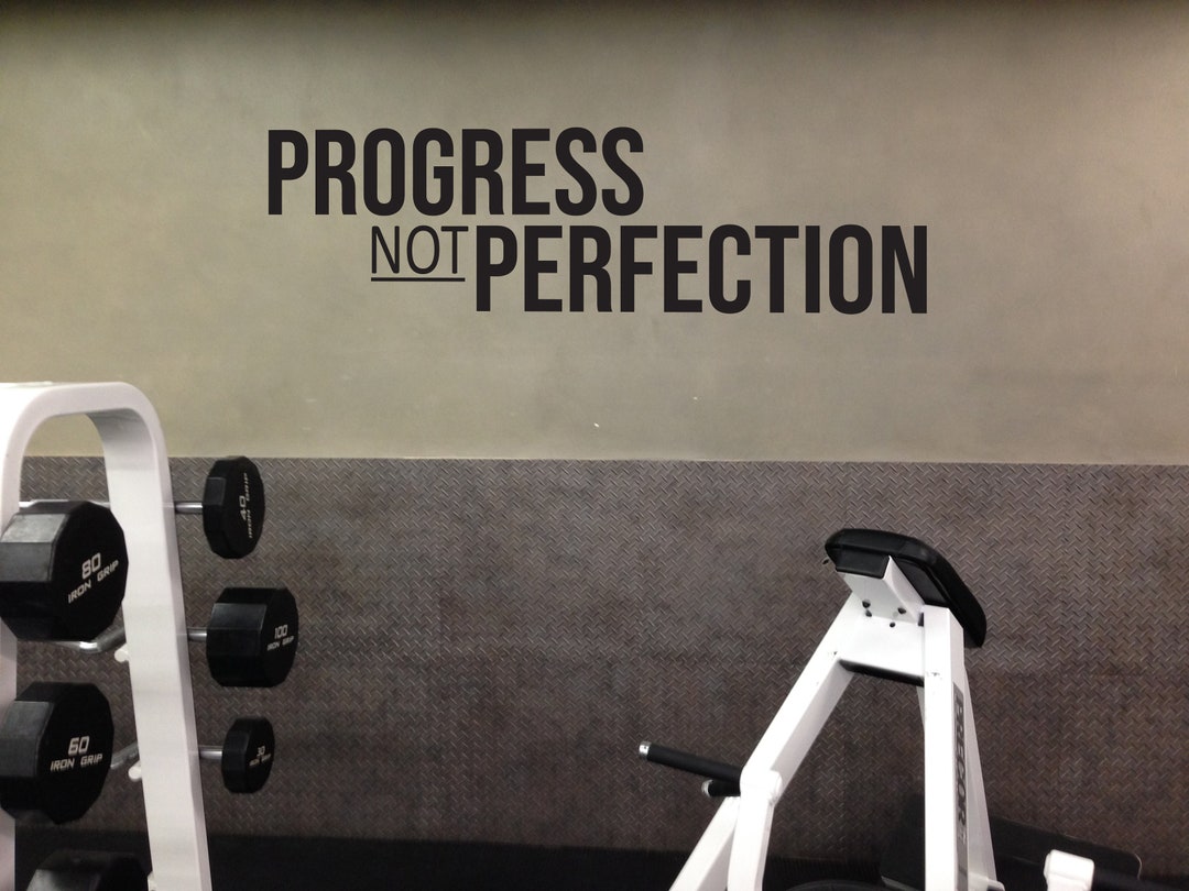 PROGRESS NOT PERFECTION Gym Wall Decal, Fitness Wall Decal ...