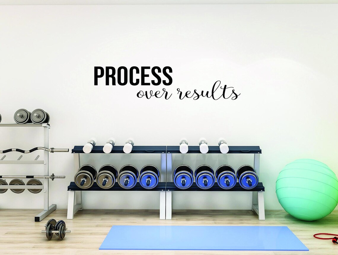 PROCESS Over Results, Fitness Wall Decal, Motivational Quote, Hotel Gym ...