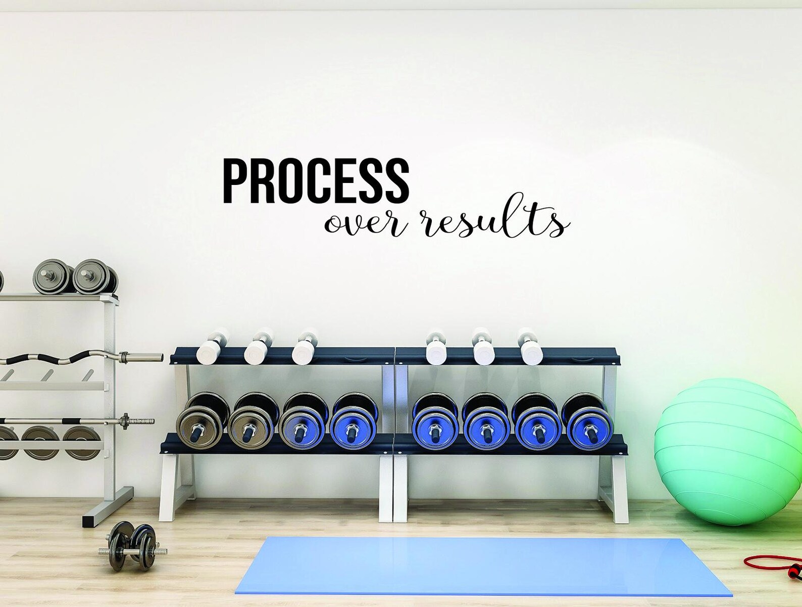 PROCESS Over Results, Fitness Wall Decal, Motivational Quote, Hotel Gym ...