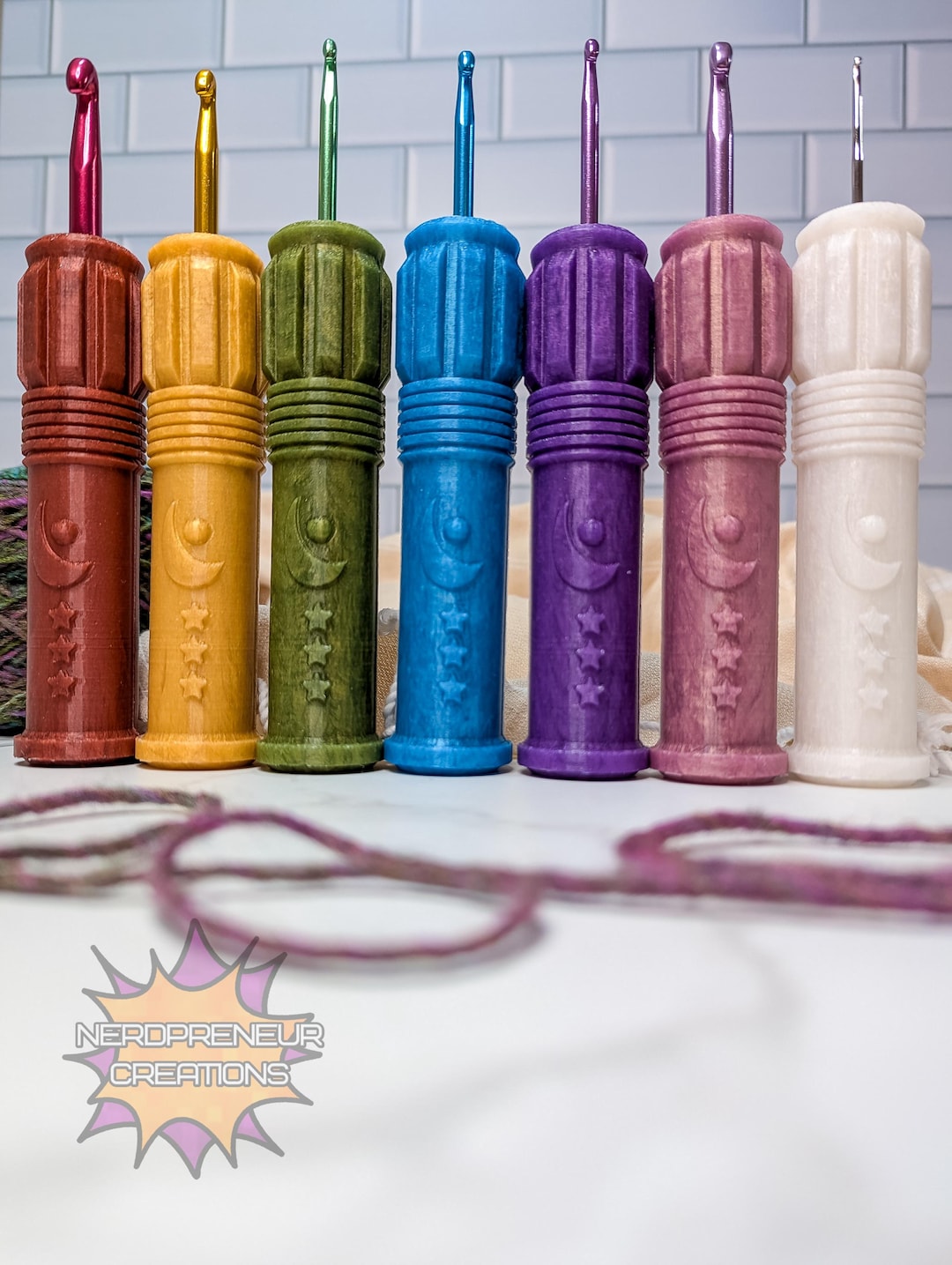 Premium Silicone Gemstone Moon Saber Squishy Grip for Crochet Hooks ...