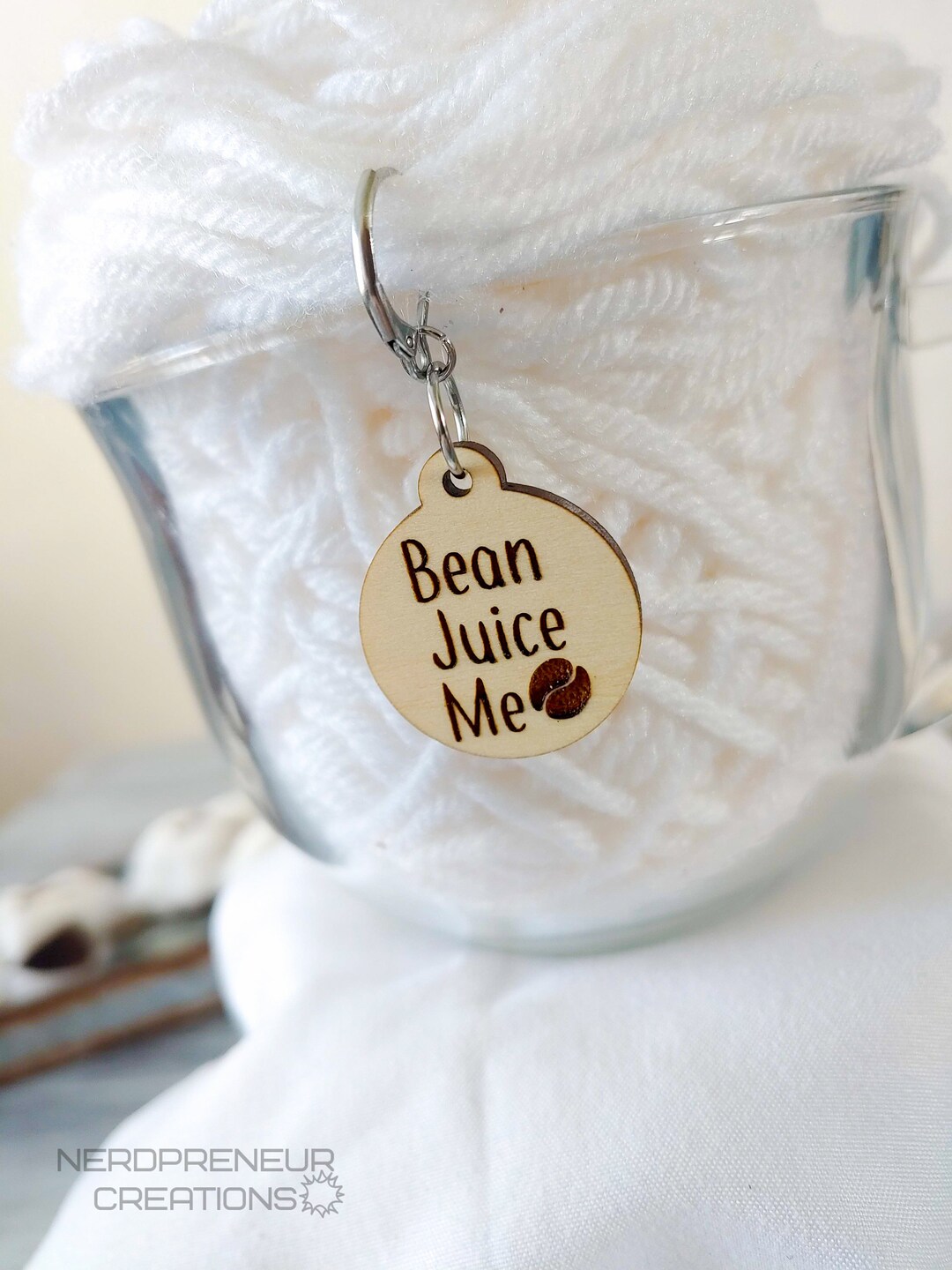 Bean Juice Me Stitch Marker: Coffee Lover Wooden Charm - Etsy