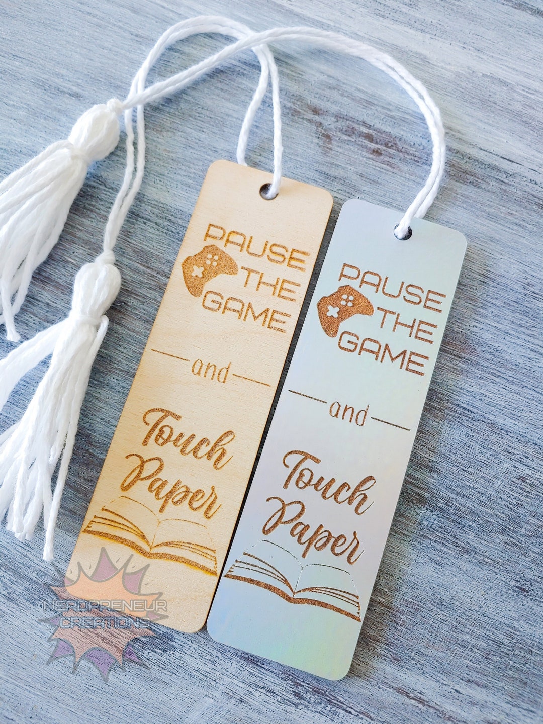 Pause the Game and Touch Paper Bookmark Wood and Holographic - Etsy