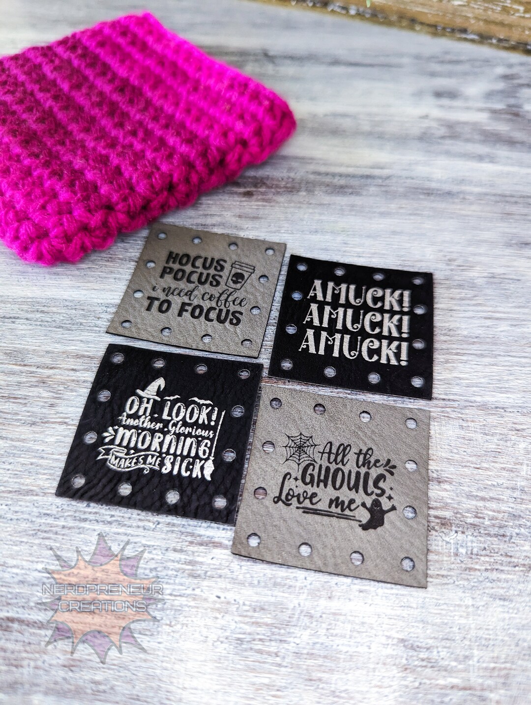 Hocus Pocus Multipack Vegan Leather Patch Set of 4 Funny Halloween ...