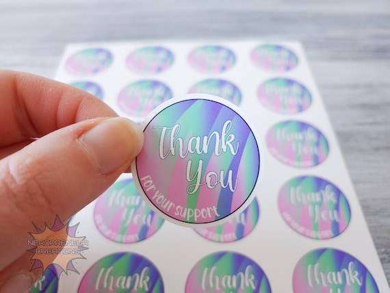 Vinyl Thank You Striped Packaging Sticker Sheet 24 Round | Etsy