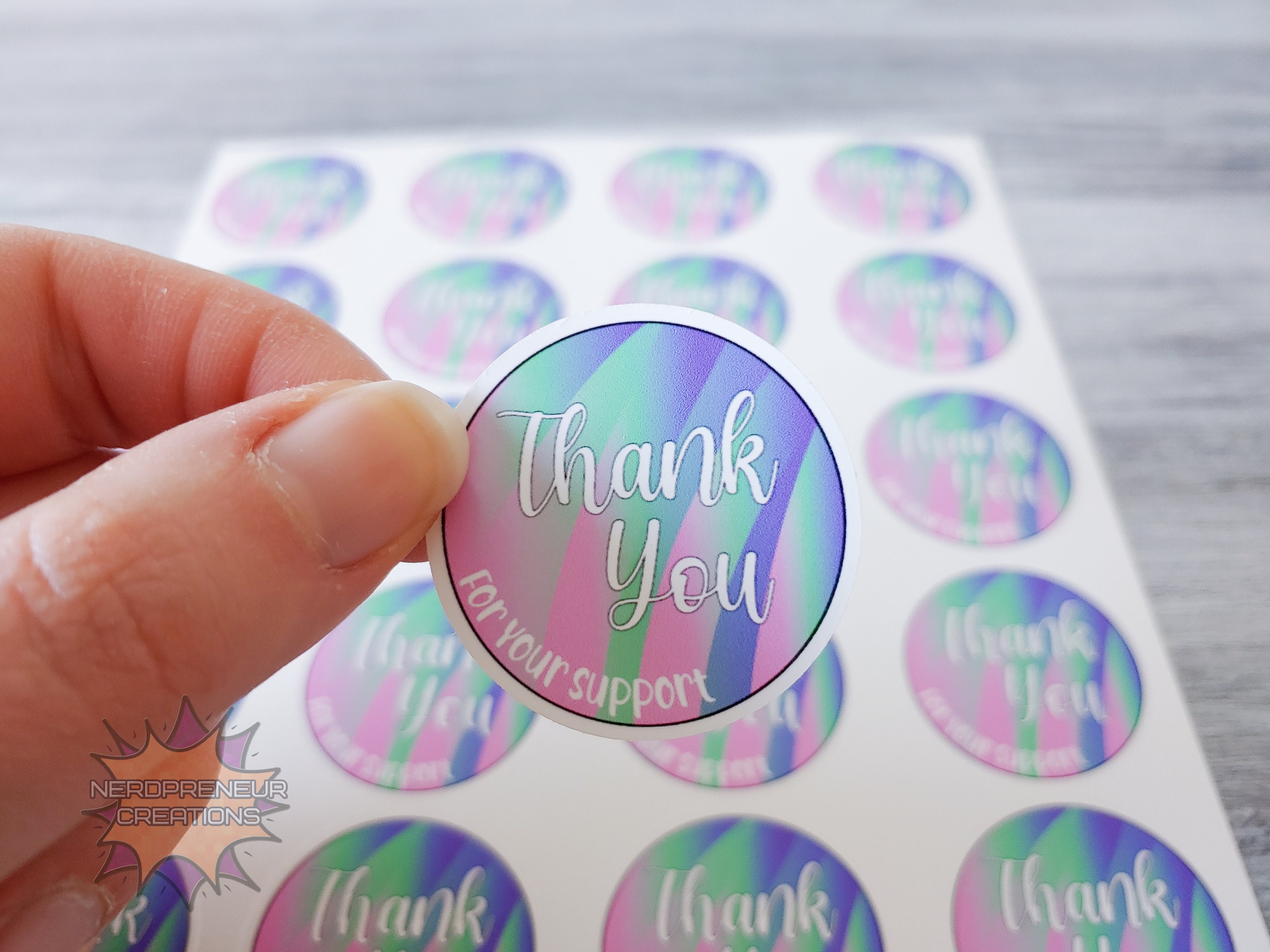 Vinyl Thank You Striped Packaging Sticker Sheet 24 Round | Etsy