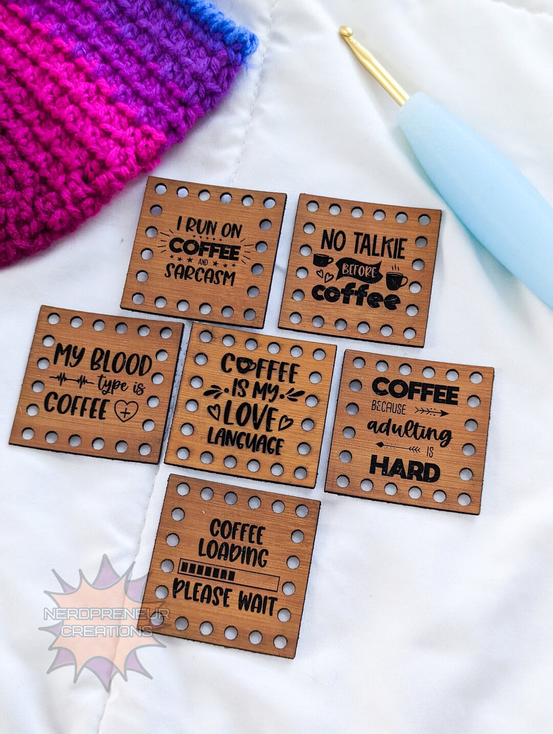 Coffee Lover Themed Multipack Set of 6 Vegan Leather Patch Cozy Kozie ...