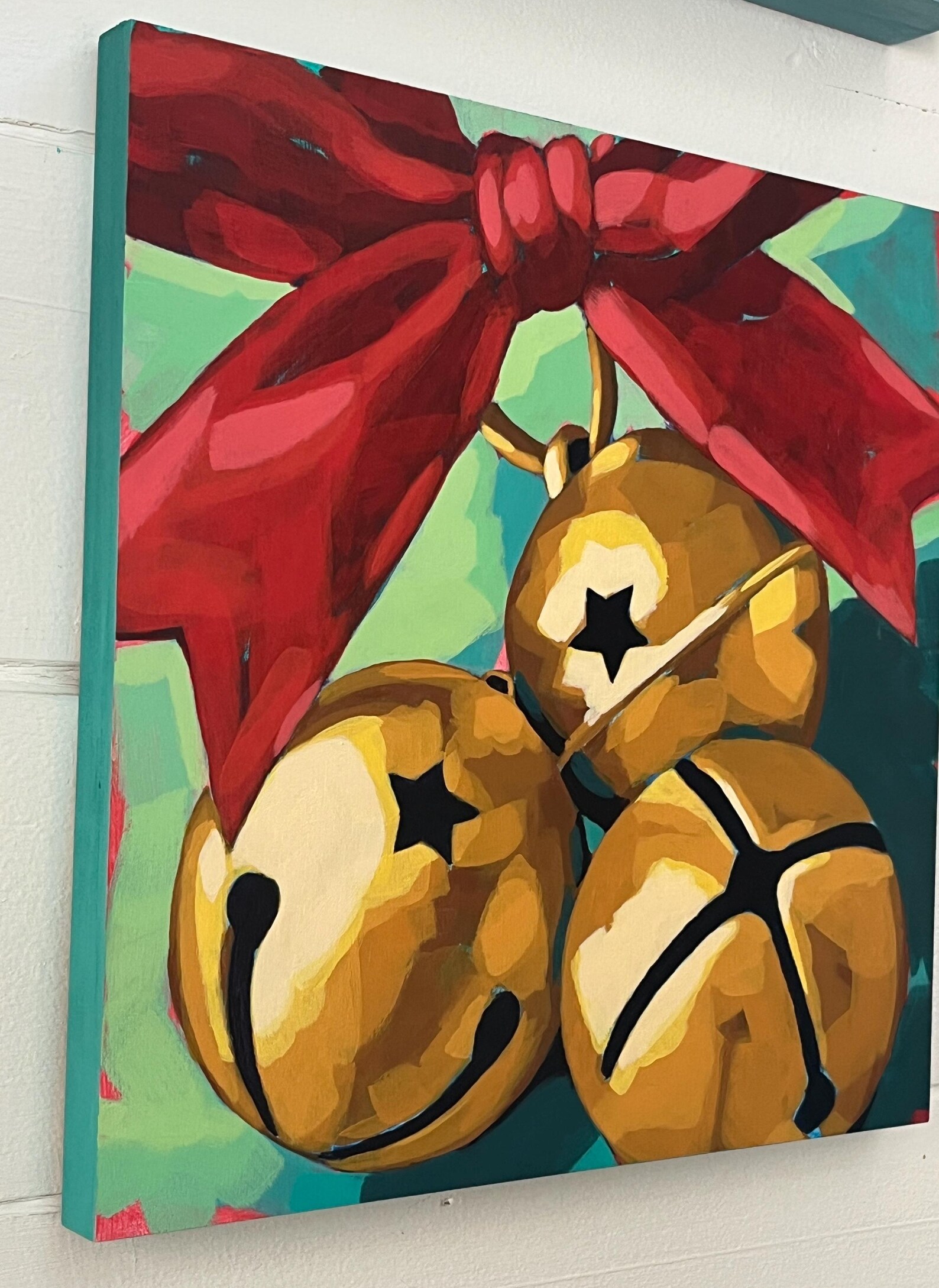 Jingle Bells Painting – 12x12 Wood Panel – Ready to Hang – Signed ...