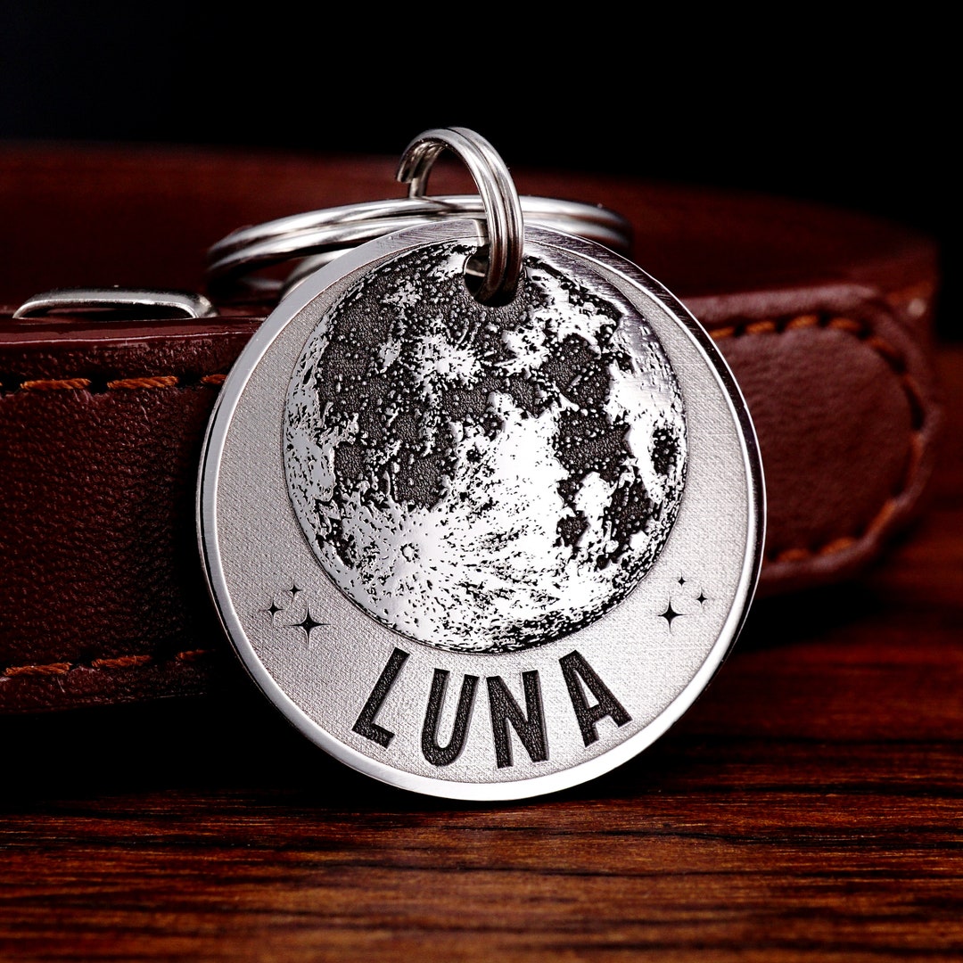 Custom Moon Dog Tag, Personalized Luna Dog Tag, Luna Cat Tag, Tag for ...