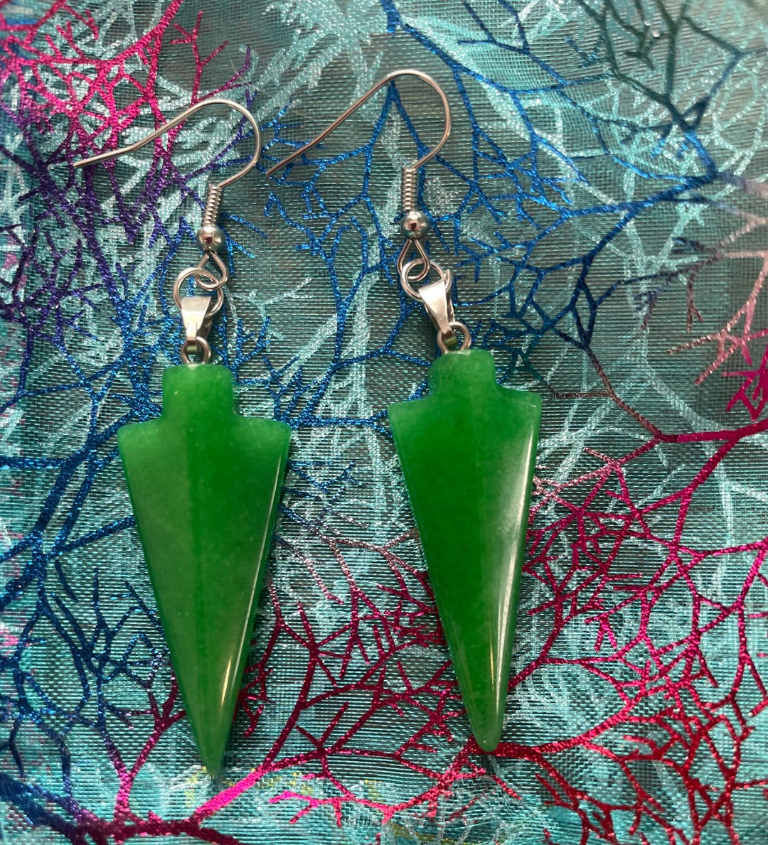 Jade Arrowhead Earrings - Etsy