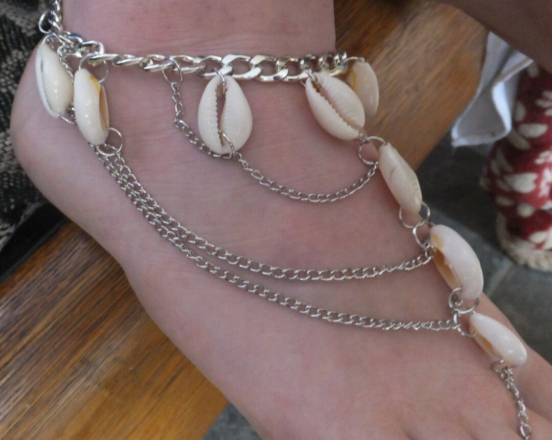 Shell and Silver Plate Ankle Braclet - Etsy