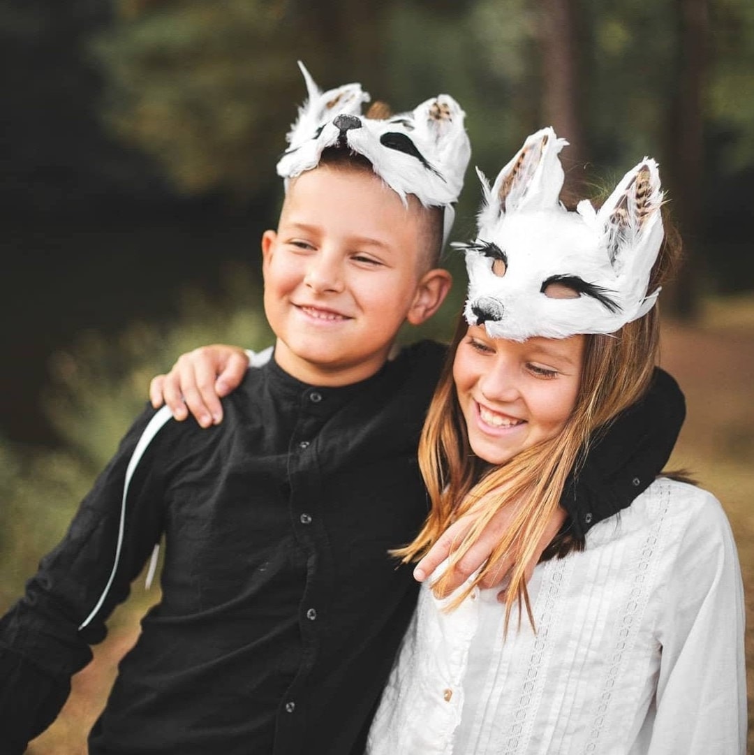 Children's Luxury White Fox Cub Mask, Kids Woodland Animals, Party ...