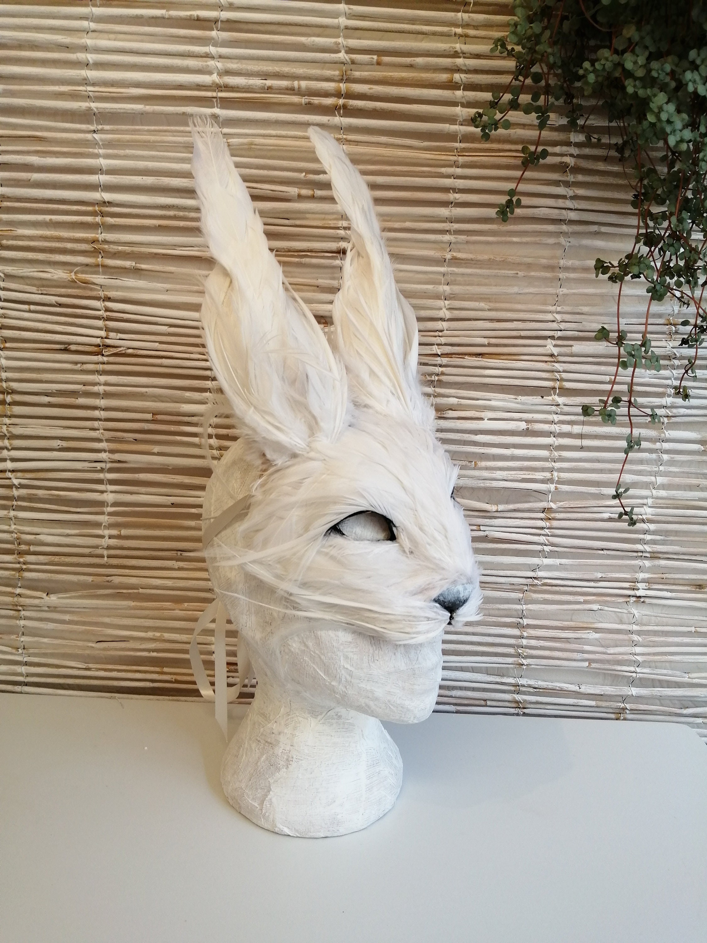 Luxury White Hare Mask, Large White Rabbit Mask, Alice in Wonderland ...