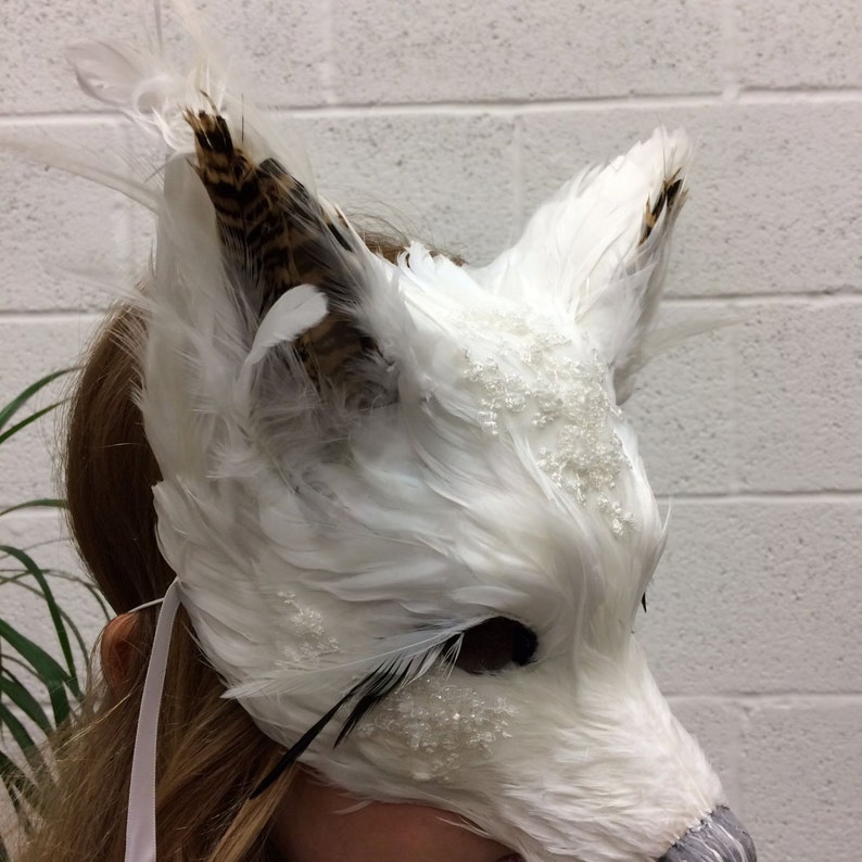 Luxury Lace Embellished Feather Fox Mask Unisex Woodland | Etsy