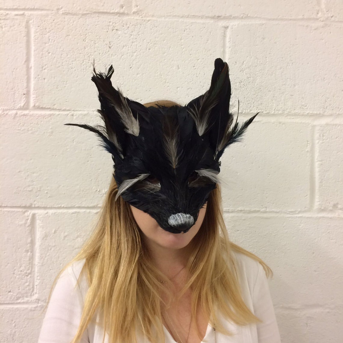 Luxury Black Feather Fox Mask Unisex Adult Fox Mask Woodland | Etsy