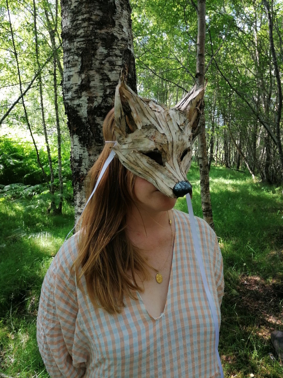 Vegan Foraged Bark White Fox Mask (plus Mental Health Charity Donation ...