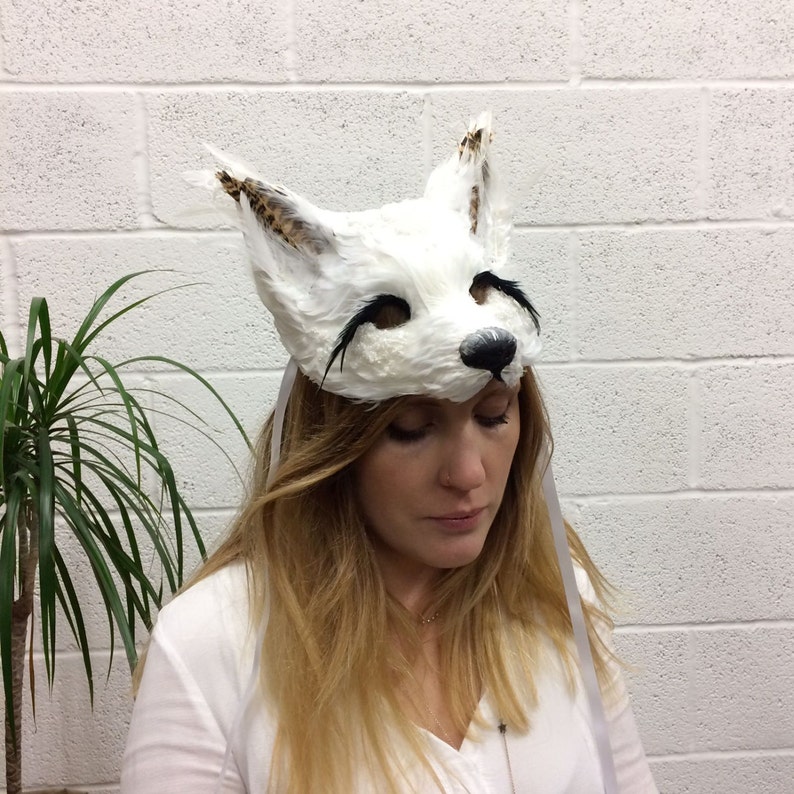 Luxury Lace Embellished Feather Fox Mask Unisex Woodland | Etsy