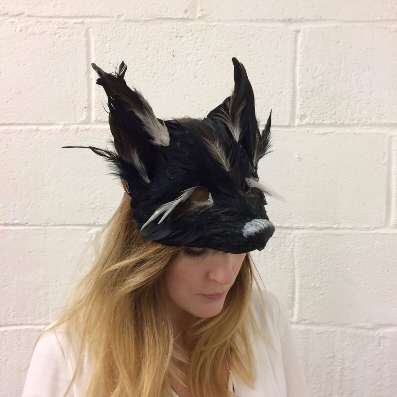 Luxury Black Feather Fox Mask Unisex Adult Fox Mask Woodland | Etsy