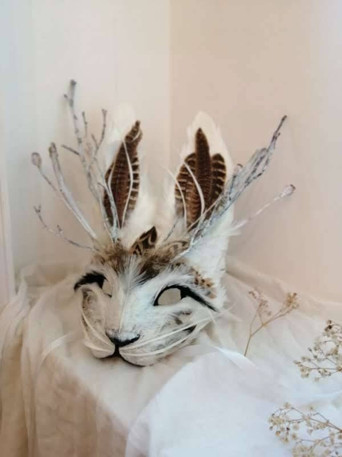 Luxury Jackalope Mask Adult Rabbit Mask Feather Animal Mask | Etsy