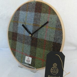 Harris Tweed Round Wall Clock 9in / 23cm Authentic Harris Tweed Faced ...