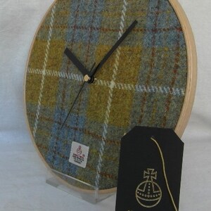 Harris Tweed Round Wall Clock 9in / 23cm Authentic Harris Tweed Faced ...