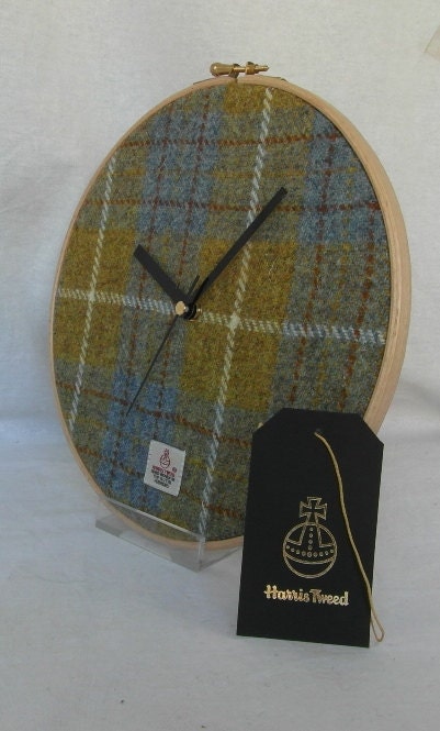 Harris Tweed Round Wall Clock 9in / 23cm Authentic Harris Tweed Faced ...