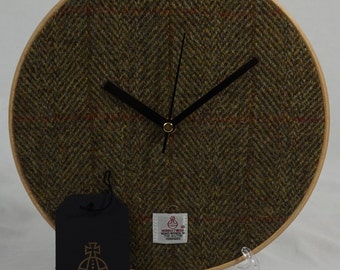 Harris Tweed Round Wall Clock 9in / 23cm Authentic Harris Tweed Faced ...