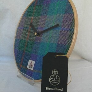 Harris Tweed Round Wall Clock 9in / 23cm Authentic Harris Tweed Faced ...